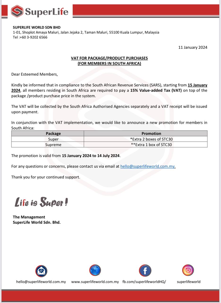 New Pricing To Include Vat - Super Life World